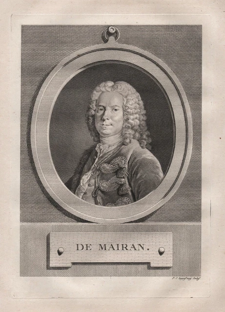 JEAN JACQUES D'ORTOUS De Mairan Astronomer Geophysicist Portrait 1770 ...