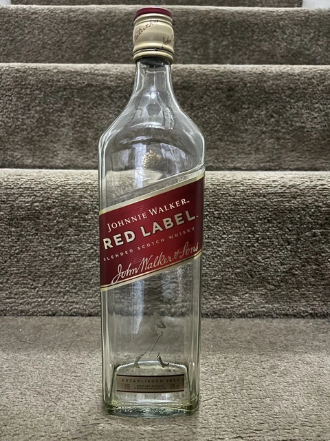 JOHNNIE WALKER RED Label Whisky - Empty Glass Bottle - 1 Litre / 100cl ...
