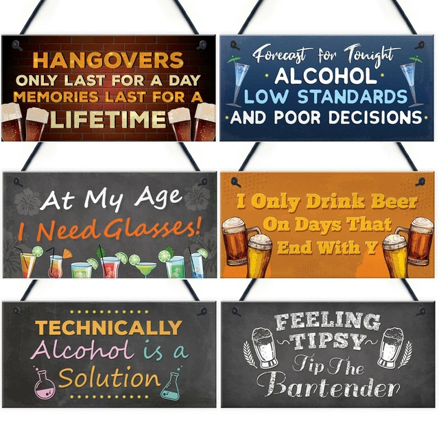 FUNNY BAR PUB Man Cave Shed Signs Plaques Wall Decor Home Alcohol ...