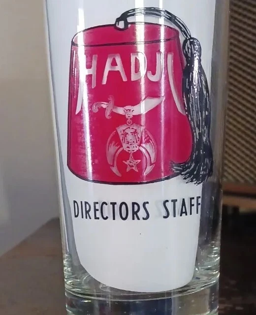 HADJI TEMPLE 1972 Directors Staff Pensacola Florida Shriners Glass Fez ...