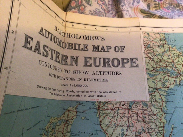 VINTAGE BARTHOLOWMEW'S HALF-INCH Contoured Map- Eastern Europe Motoring ...