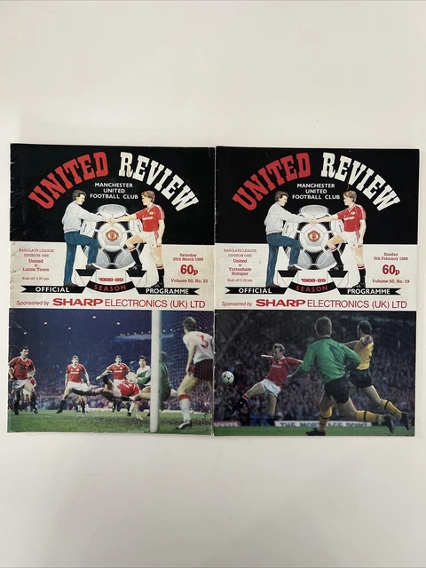 MAN UTD HOME v Luton Town + Spurs - 1989 - *No Writing/Tokens In-Tact ...