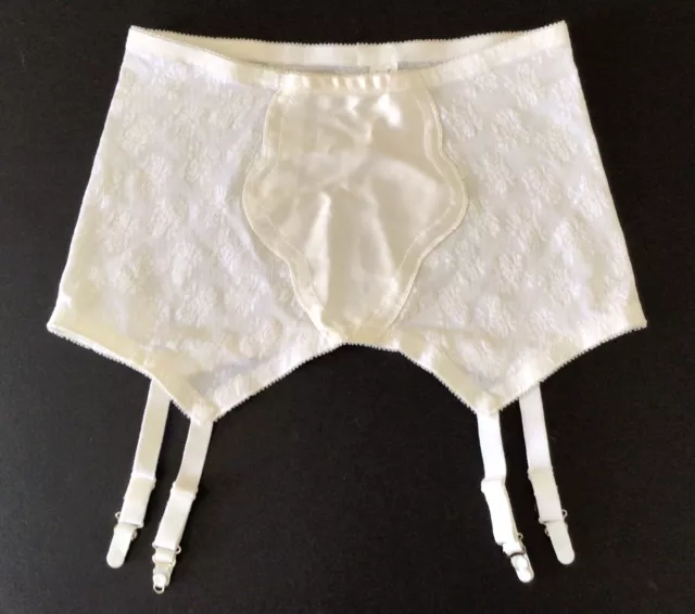 VINTAGE LEADING LADY Open Bottom Girdle 4 Garter Belt White Sz XXL £18. ...