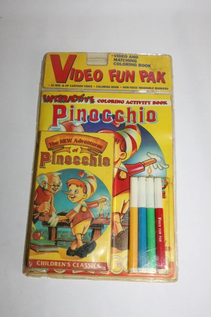 VINTAGE PINOCCHIO INTERACTIVE Coloring Book Sealed Vhs $71.95 - PicClick AU
