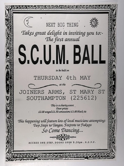 ORIGINAL 1980S S. C. U. M.Ball Affiche Joiners Bras Southampton Next ...