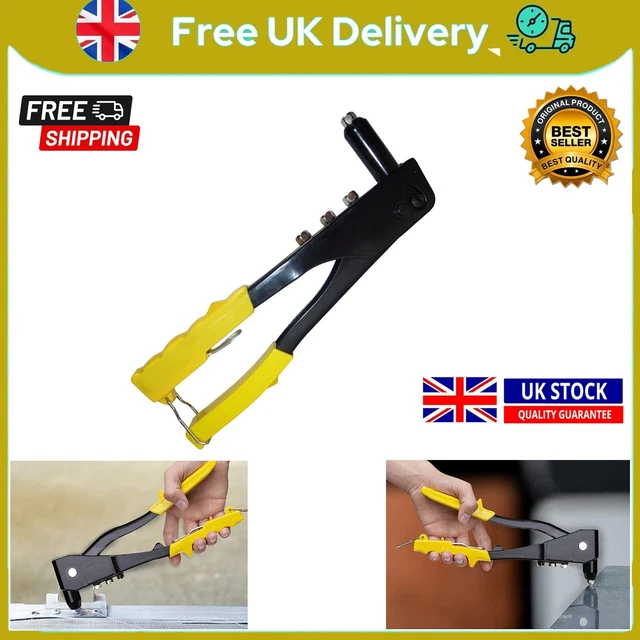 HEAVY DUTY HAND Pop Rivet Gun Tool Kit Rivets 4 Nozzles Sizes UK Stock ...