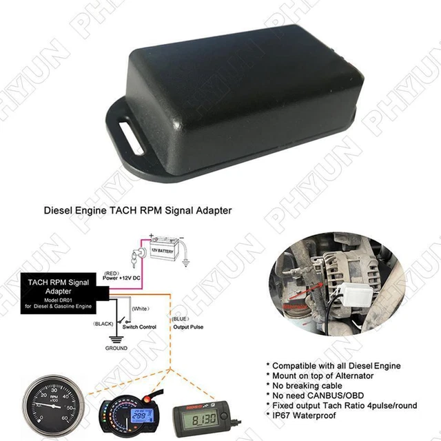 DIESEL ENGINE TACHOMETER Adapter RPM Signal Sensor For Vehicle Truck ...