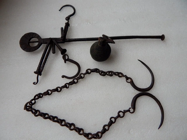 ANTIQUE OTTOMAN BALANCE Scale Rare Counterbalance weight Iron Green ...