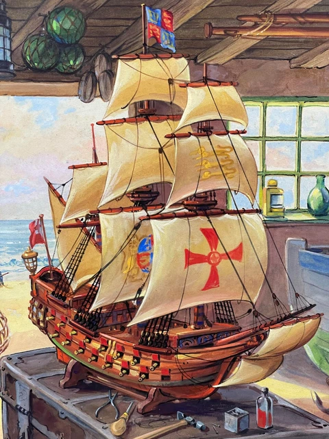 1950S WATERCOLOUR PAINTING Model of a Galleon by Richard Granger ...
