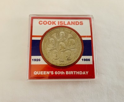 QUEEN ELIZABETH II - Cook Islands, One Dollar - 60th Birthday Cased ...