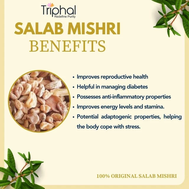 TRIPHAL SALAB MISHRI/SALAM Misri 10g Original Whole Sabut Form Pure and ...