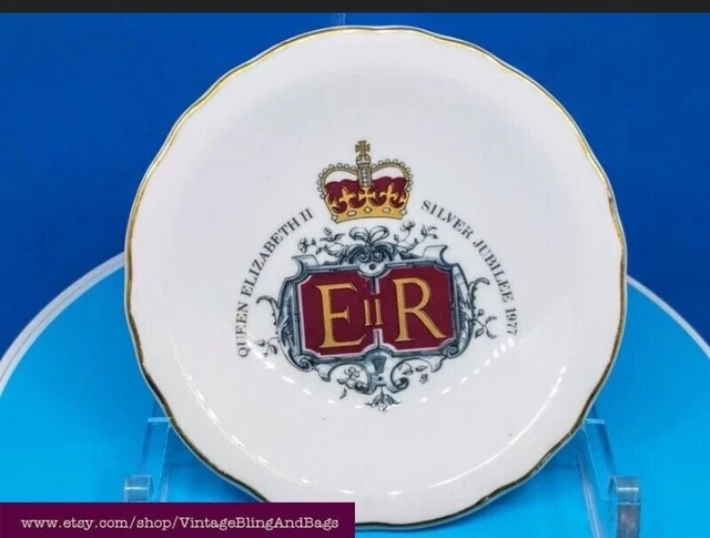 VINTAGE 1977 QUEEN Elizabeth ii Silver Jubilee Trinket Dish, Royal ...