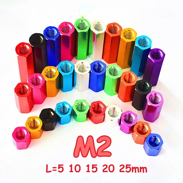 M2 ALUMINIUM HEX Long Nuts Hexagon Standoff Spacers Female-Female ...
