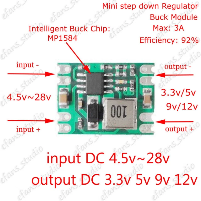 MINI DC-DC BUCK Step Down Volt Converter 3,3v 5v 9v 12v 3A module d ...