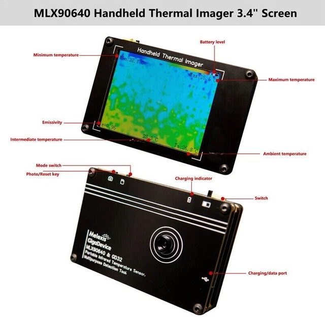 3.4& LCD DIGITAL SPI Flash Chip Thermal Imager Compact Thermal Camera ...