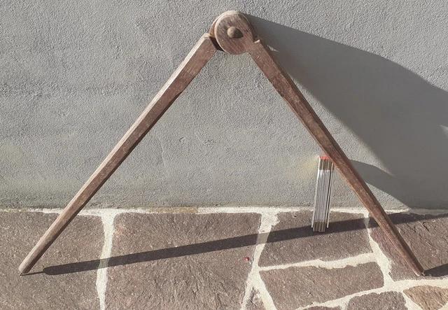 GRANDE BELLISSIMO COMPASSO Da Falegname Vintage Vecchio Attrezzo Di ...