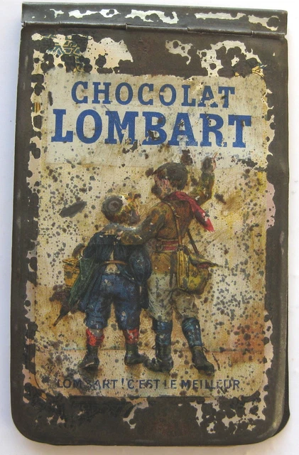 ANCIEN BLOC NOTES Chocolat Lombart 1909 Tole Relief Publicite Old Piece ...