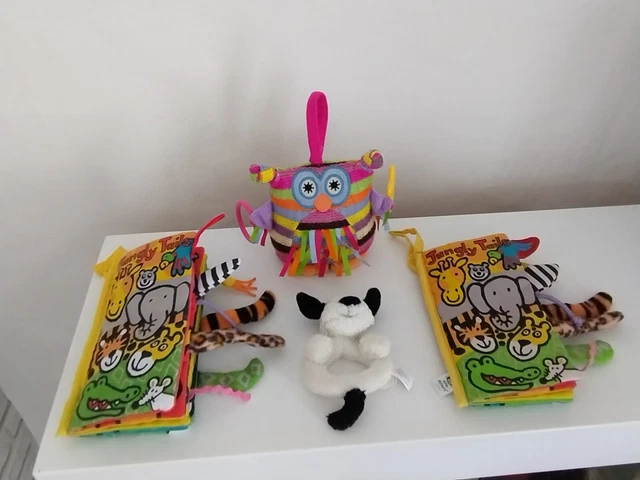 JELLYCAT BABY SOFT Toy Bundle Fabric Books Rattle Owl & Dog £12.99 ...
