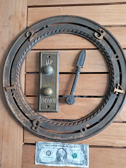 ANTIQUE ELEVATOR FLOOR Indicator Dial Art Deco Era Cast Iron Brass £96. ...