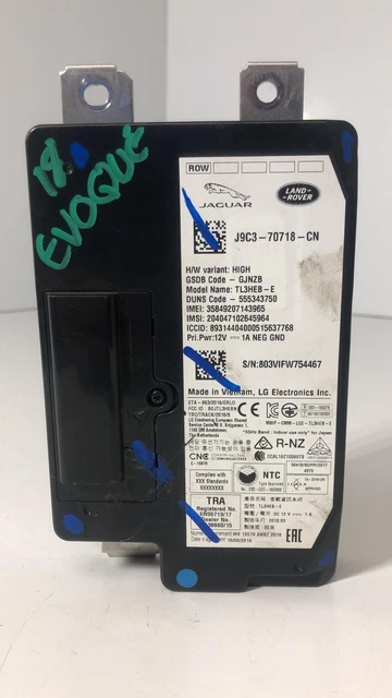 2018 RANGE ROVER Evoque L538 Telematics Control Module J9C3-70718-Cn ...
