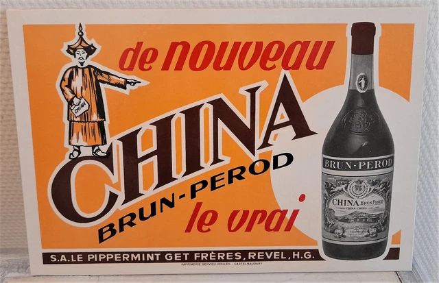 ANCIEN CARTON PUBLICITAIRE CHINA CHINA BRUN PEROD REVEL RARE ÉTAT NEUF ...