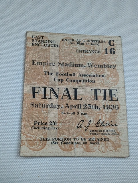 1936 FA CUP Final Ticket Original - Arsenal v Sheffield Utd £28.05 ...