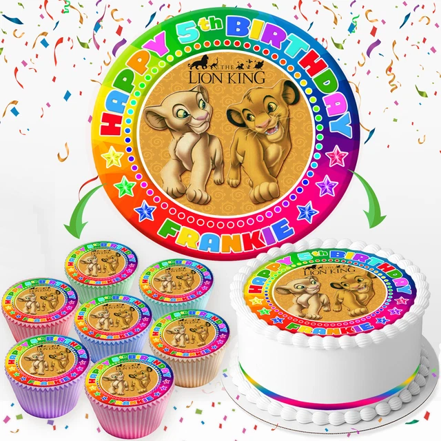 LION KING SIMBA Birthday Personalised Edible Cake Topper & Cupcake ...