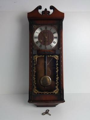 VINTAGE ACCTIM PENDULUM Wall Clock 1970s Brown Cased Striking Working ...