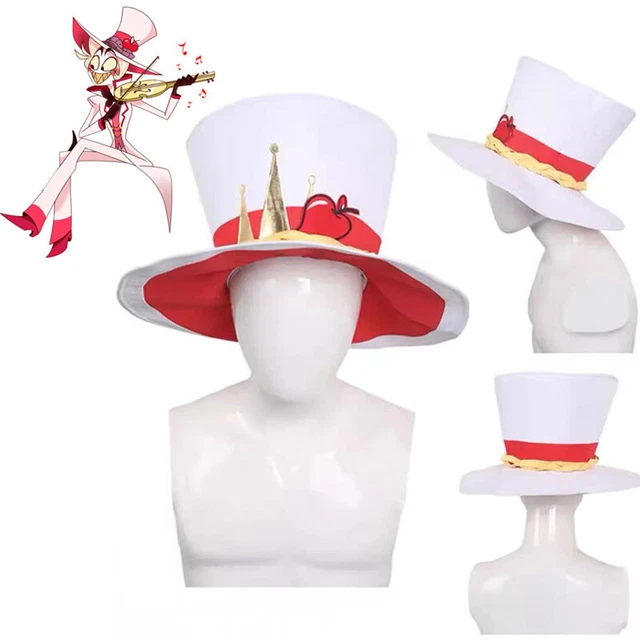 LUCIFER COS CAP Adult Anime Hazbin Hotel White Hat Party Costume ...