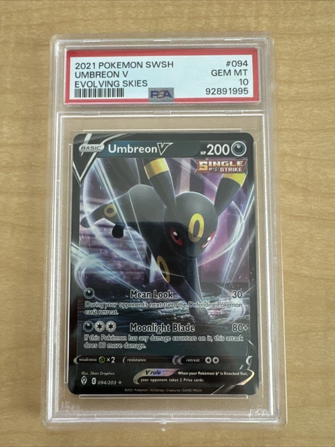 2021 POKEMON UMBREON V PSA 10 ciel évolutif 094/203 art complet alt ...