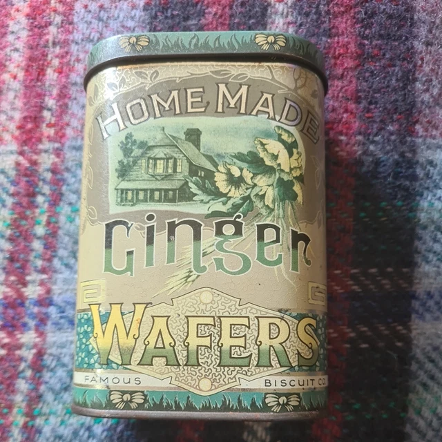 VINTAGE HOME MADE Ginger Wafers Famous Biscuits Tin - Empty £8.00 ...