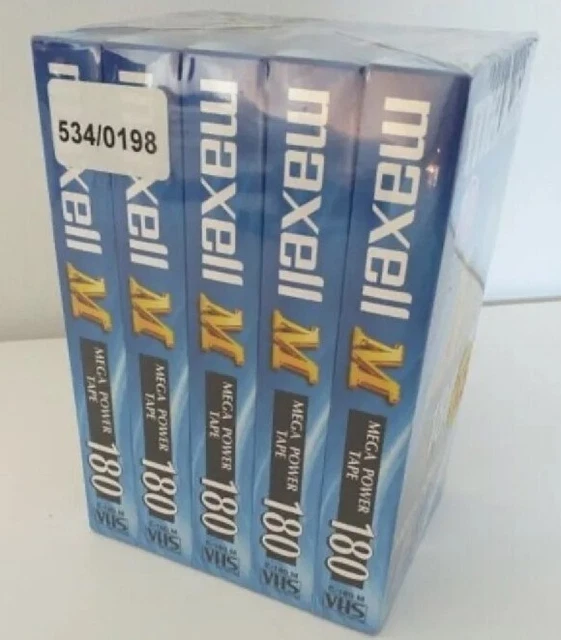 5 X MAXELL Blank VHS Video Cassette Tapes 3 Hour 180 Mega Power Tape £ ...