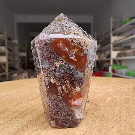 120G NATURAL RED aquatic agate obelisk Quartz Crystal Point energy ...