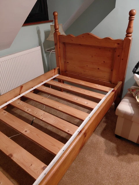 3 FOOT WIDE single pine bed frame. Substantial headboard & footboard ...