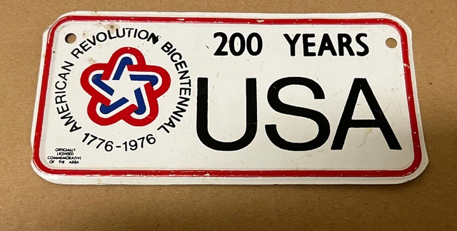 1976 USA 200 Years American Revolution Bicentennial Bike License Plate ...