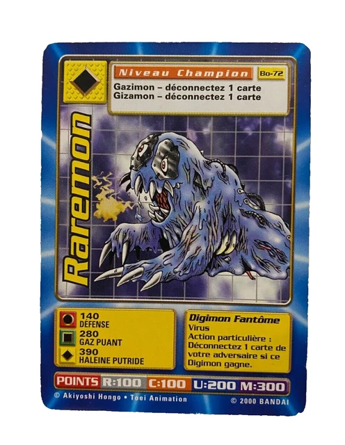 CARTE RAREMON DIGIMON bandai French card toei animation bo-72 niveau ...