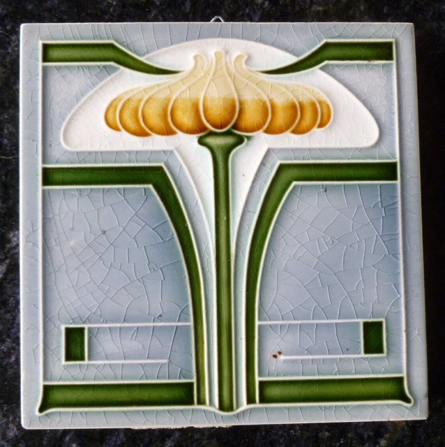 JUGENDSTIL FLIESE ART nouveau tile Tegel NSTG Blüten Lampe chic schön top rar EUR 89,99 ...
