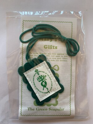 CATHOLIC GREEN SCAPULAR of the Immaculate Heart with leaflet £2.60 ...