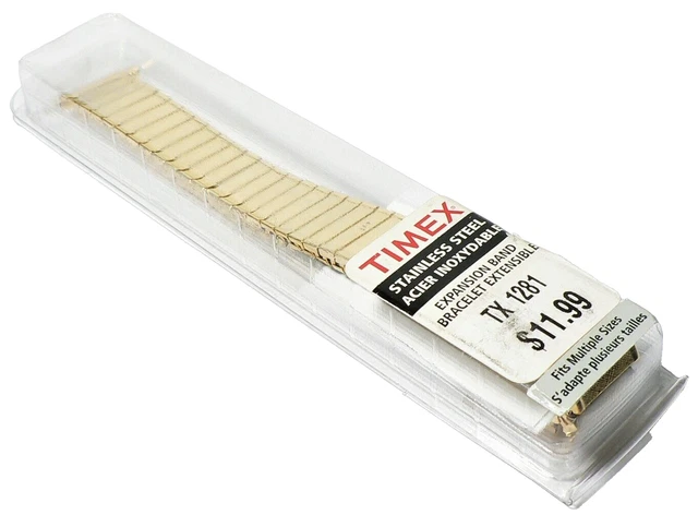 TIMEX WATCH SSTEEL Expansion Band Gold Tone with Pins 16-22 mm TX1281 ...