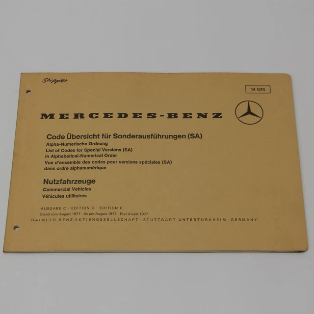 MERCEDES LKW CODE Übersicht für Sonderausführungen Sondersaustattung SA ...