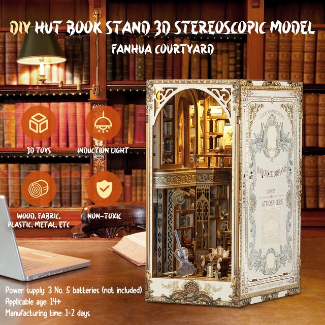 DIY BOOK NOOK Kit DIY Miniature Dollhouse Model Kit 3D Wooden Puzzle Bookshelf~ £43.49 - PicClick UK