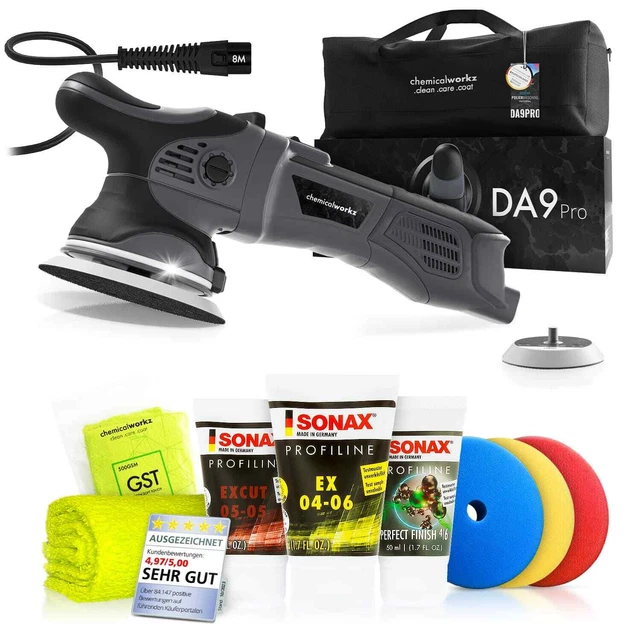 EXZENTER POLIERMASCHINE CHEMICALWORKZ DA9 Pro mit Sonax Politurset 8 ...
