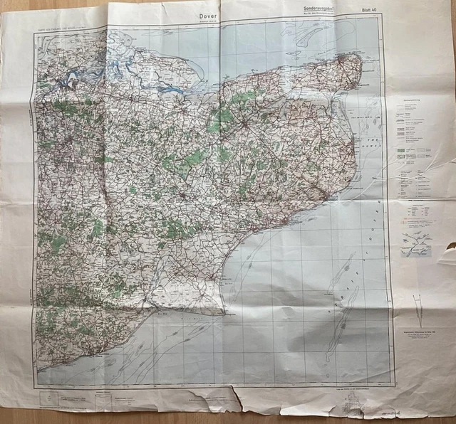 DOVER, KENT. 1938. Original German WW2 Invasion Map. Operation Sea Lion ...