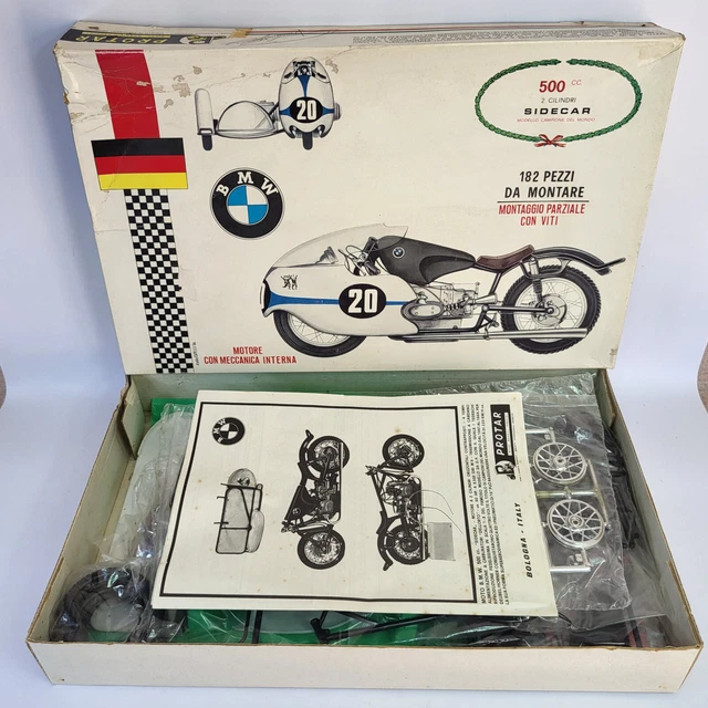 RARE VINTAGE PROTAR BMW SIDECAR 500cc Motorcycle Model Kit 1:9 Scale ...