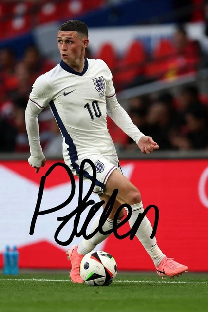 PHIL FODEN ENGLAND Euro '24 Signed Autograph 6x4 PHOTO Printed ...