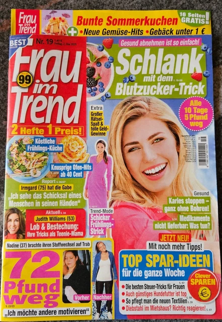 FRAU IM TREND Nr.19 vom 2.Mai 2025 Schlank mit Blutzucker-Trick Köstliche Küche EUR 1,00 ...