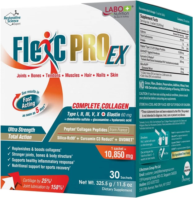 LABO NUTRITION FLEXC PRO EX, Full Spectrum Collagen, Type I, II, III, V ...