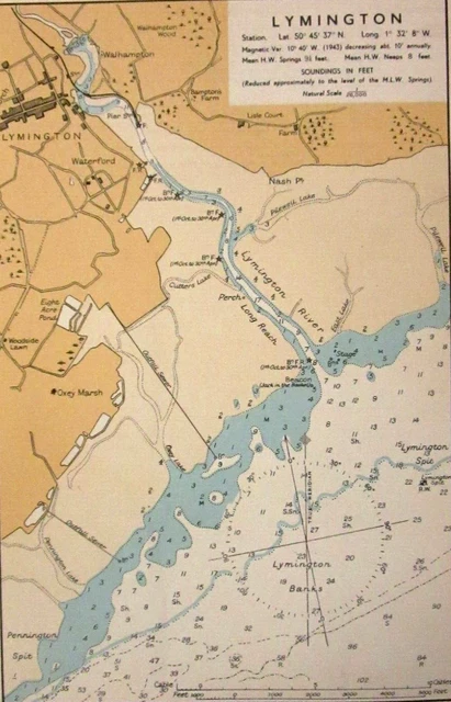 1943 WW2 D DAY Admiralty Map Chart LYMINGTON ref:75 EUR 16,85 - PicClick IT