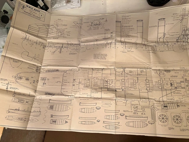 MODEL MAKER PLANS Blueprints HMS Kent Boat Ship David Coleman £30.00 ...