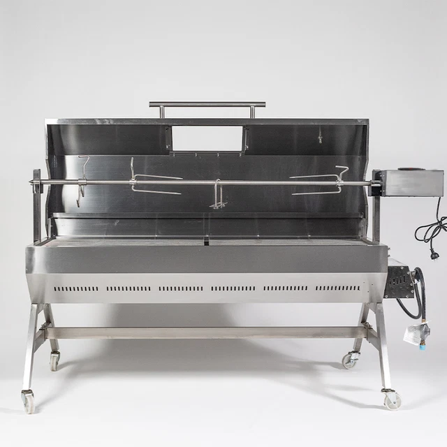 GAS SPIT ROASTER 1.5m- 60kg Motor Dual Fuel Gas or Charcoal- Flaming ...